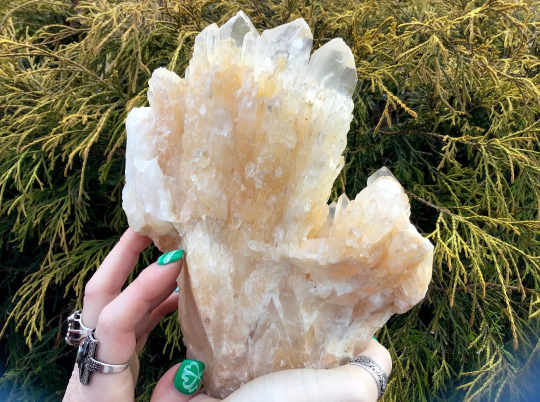 Elestial Crystal Quartz Golden Healer Cluster ~ Large 3 Lb. 6 Oz. ~ 7 ...