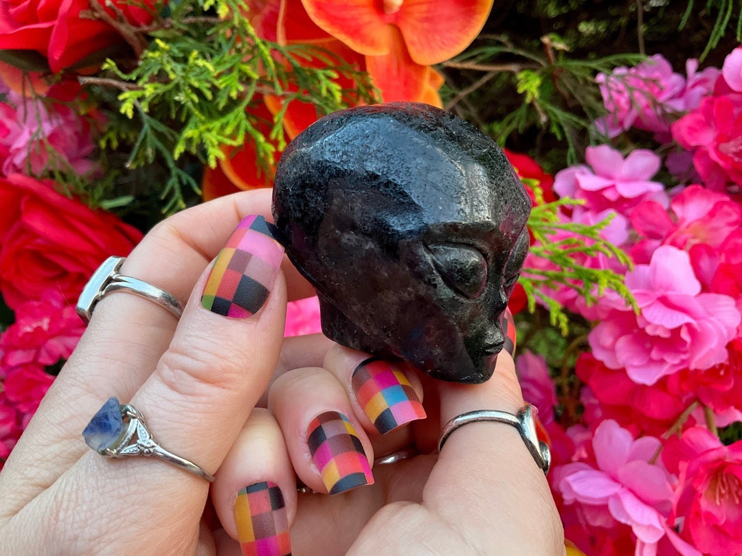 Astrophyllite With Garnet Alien Skull Crystal 6 Oz. Mini Skull 2 Long ...