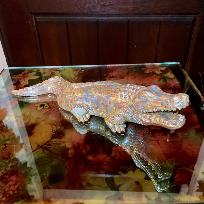 Fossilized Jasper Alligator ~ Large 1 Lb. 5 Oz. ~ 10" Long ~ Hand ...