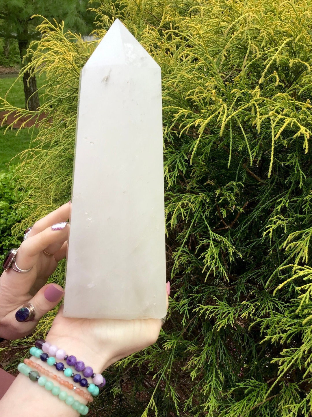 White Snow Quartz Crystal Large 4 Lb. 11 Oz. Generator 9 Tall Pillar ...