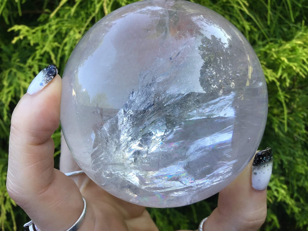 Crystal Ball Clear Quartz Large 1 Lb. 6 Oz. Polished Sphere 2 1/2 Wide ...