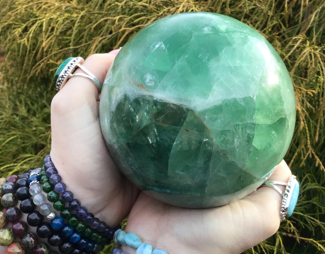 Fluorite Crystal Ball Large 5 Lb. 7 Oz. Polished Sphere 4 1/2 Wide ...