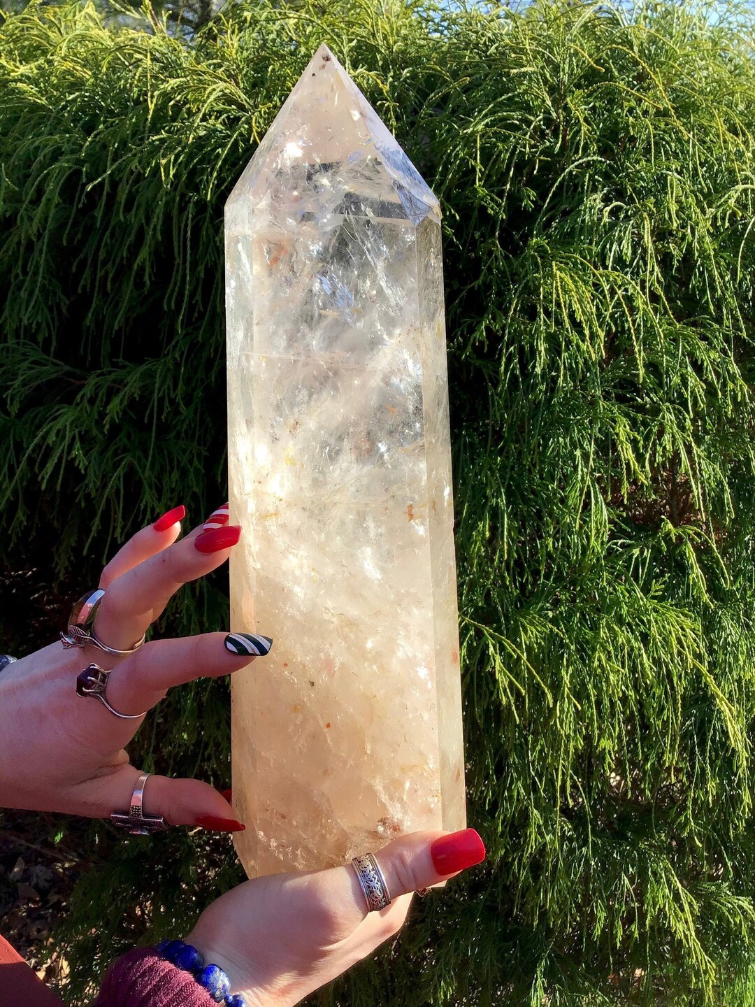 Quartz Crystal Generator Large 7 Lb. 4 Oz. Tower 12 Tall White Ghost ...