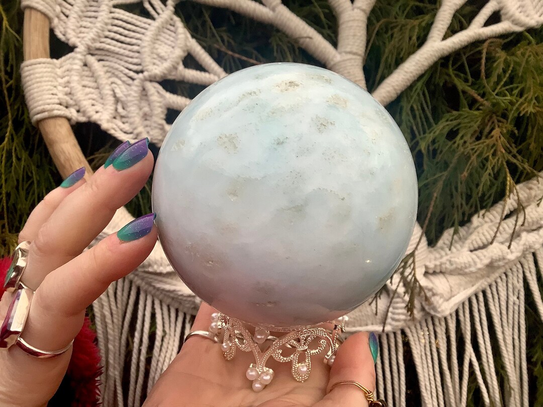 Caribbean Blue Calcite Crystal Ball ~ Large 2 Lb. 9 Oz. Sphere ~ 4 ...