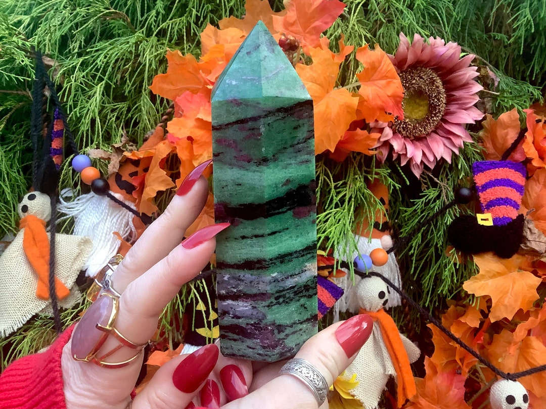Ruby Zoisite 1 Lb. 7 Oz. Generator 5 1/2 Tall Natural Red, Green & Black Vivid Colors Crystal ...