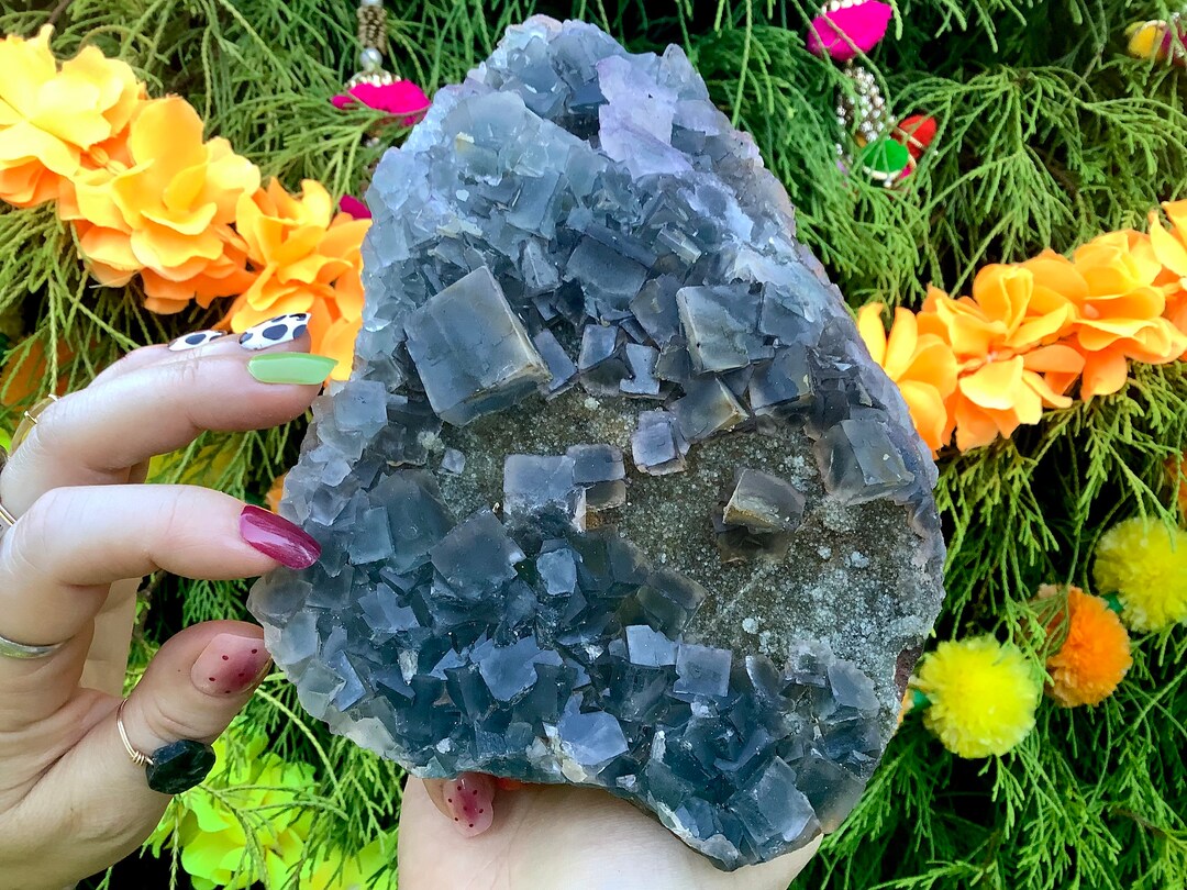 Fluorite Crystal Large 2 Lb. Cluster 6 1/2 Long Translucent Blue ...