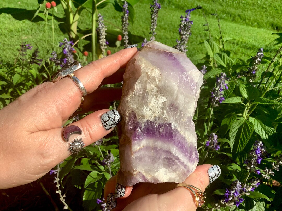 Purple Chevron Amethyst Crystal Point ~ Large 1 Lb. 6 Oz. ~ 5" Long ...