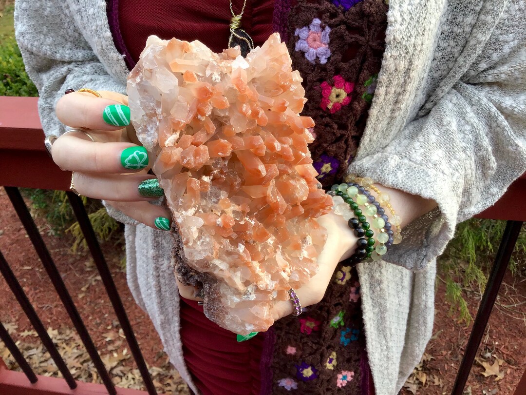 Large Red Phantom Quartz Crystal Cluster: Sand Inclusions, Root Chakra ...