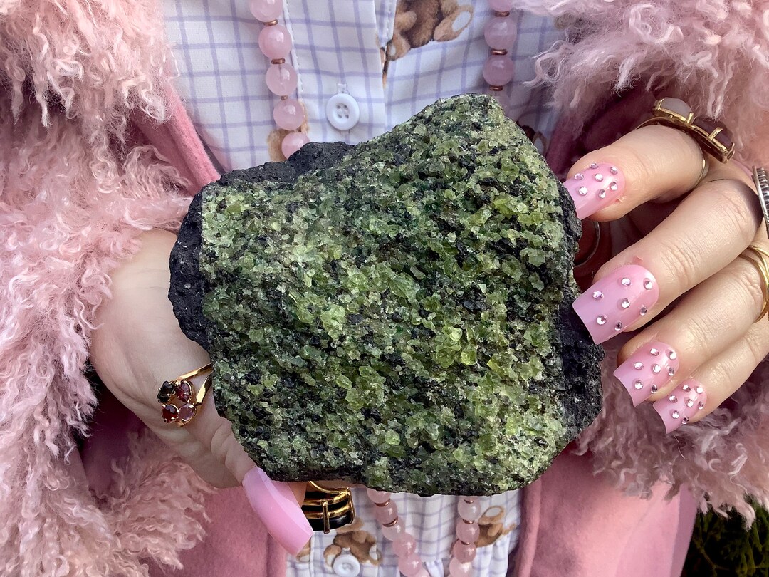 Peridot Crystal Large 2 Lb. 2 Oz. Cluster 3 1/2 Long Reiki Display ...