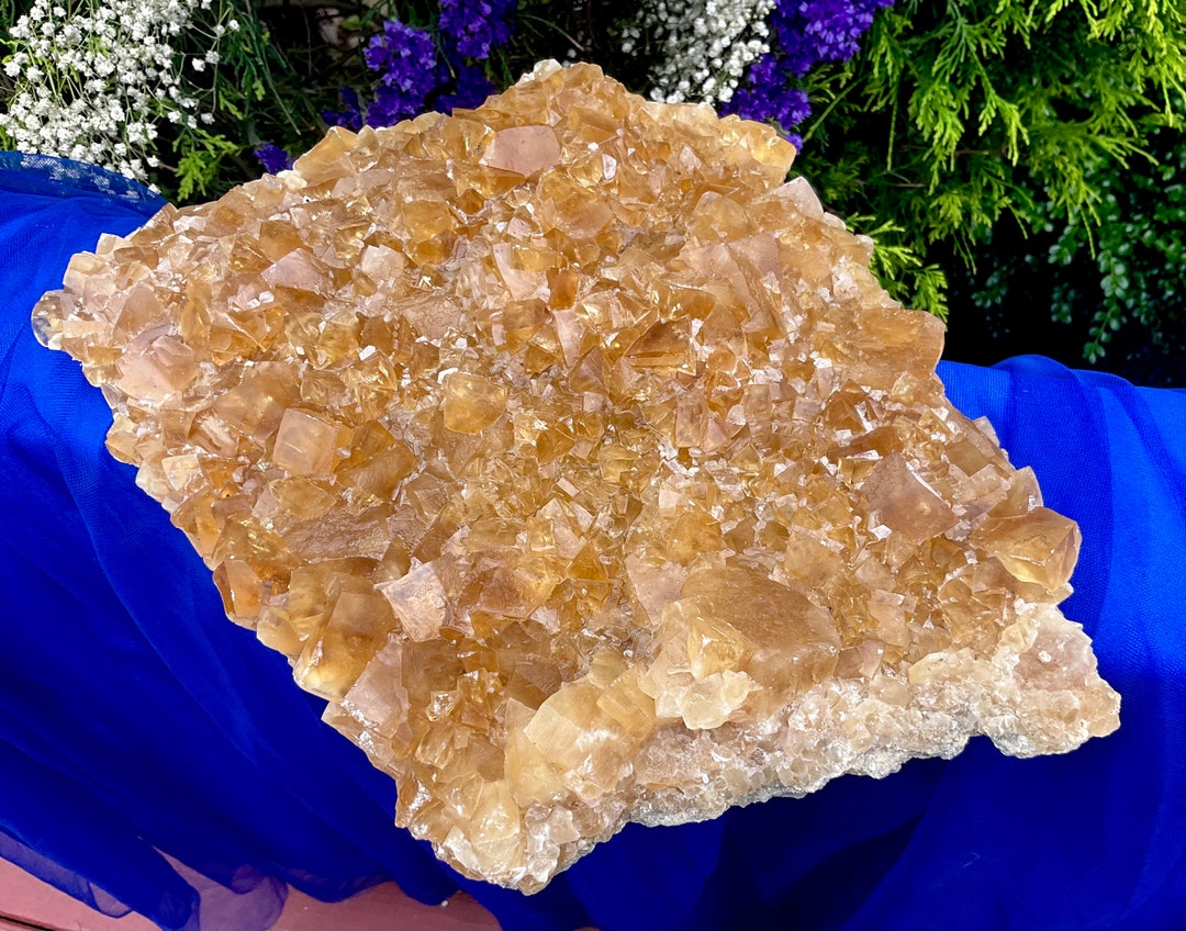 Golden Calcite Crystal 8 Lb. 6 Oz. Cluster 11 Long Deep Yellow ...