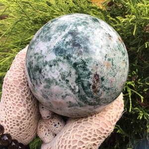 Jasper Crystal Ball Large 3 Lb. 15 Oz. Polished Sphere 4 Wide Green and ...