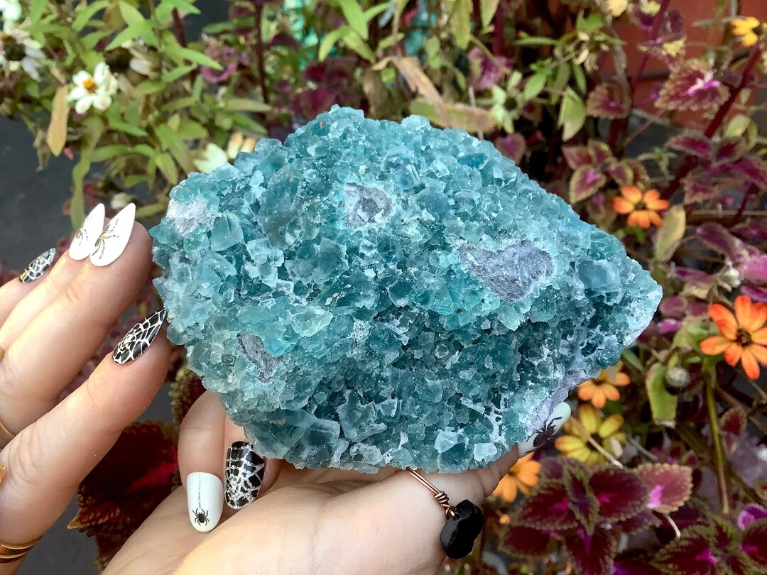 Fluorite Crystal Large 1 Lb. Cluster 4 1/2 Long Translucent Blue ...