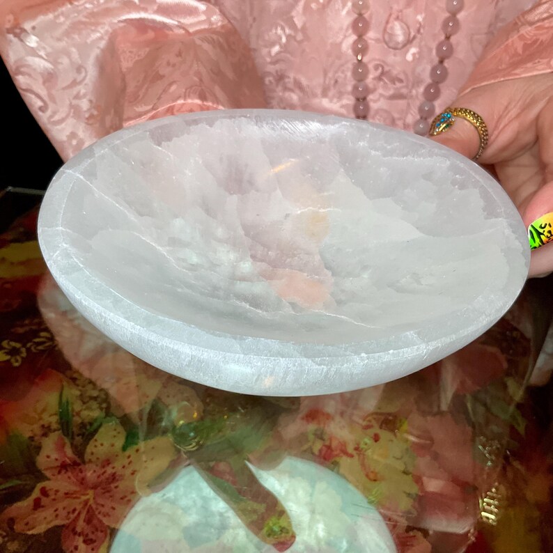 Selenite Crystal Jewelry Dish ~ Large 1 Lb. 3 Oz. - 5 1/2 " Oval ...
