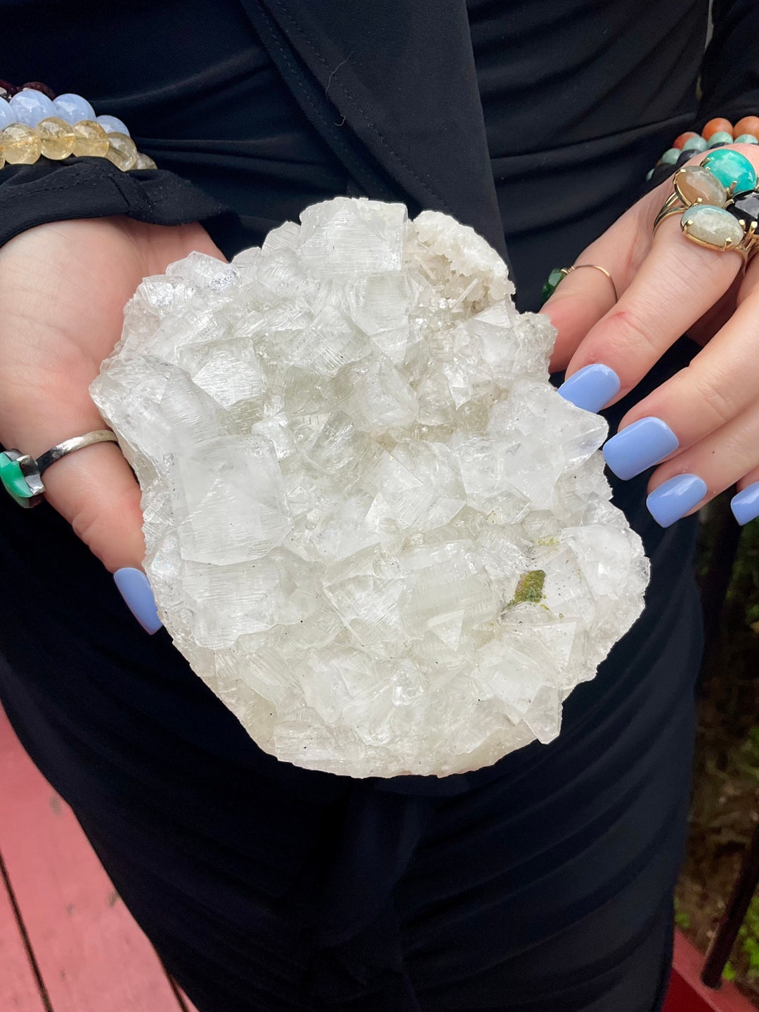 Clear Apophyllite Crystal Cluster ~ Large 1 Lb. 14 Oz. ~ 5" Long ...