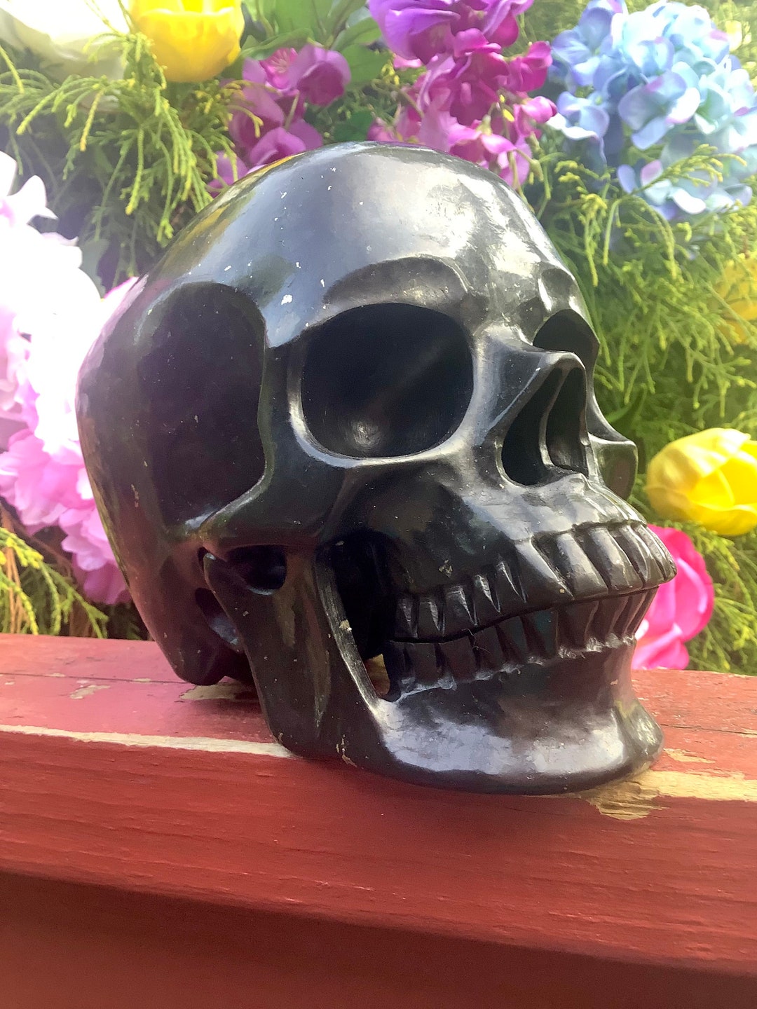 Shungite Crystal Skull ~ Large 6 Lb. 4 Oz.~ 6" Long ~ One Of-a Kind Expertly Hand Carved ...