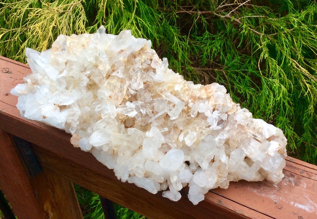 Golden Healer Clear Quartz Crystal Cluster, Large Home Decor - Etsy