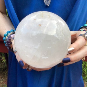 Snow White Quartz Crystal Ball Large 5 Lb. Gorgeous Glowing - Etsy