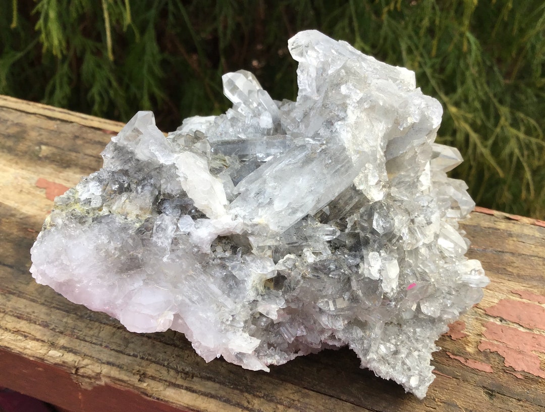 Black Phantom Quartz Crystal Cluster Large 1 Lb. 4 Long Sparkling Clear ...