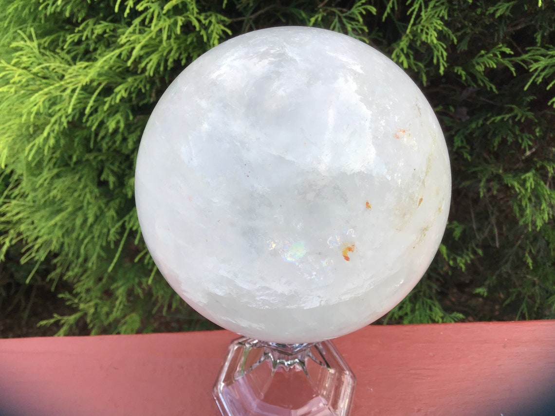 Snow White Quartz Crystal Ball Large 5 Lb. Gorgeous Glowing | Etsy