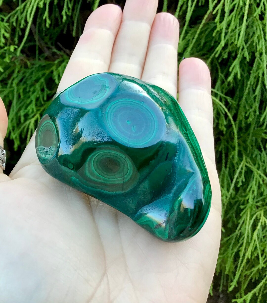 Malachit Groß 5,7 oz. Stein 6 1/2 lang große schöne polierte grüne ...