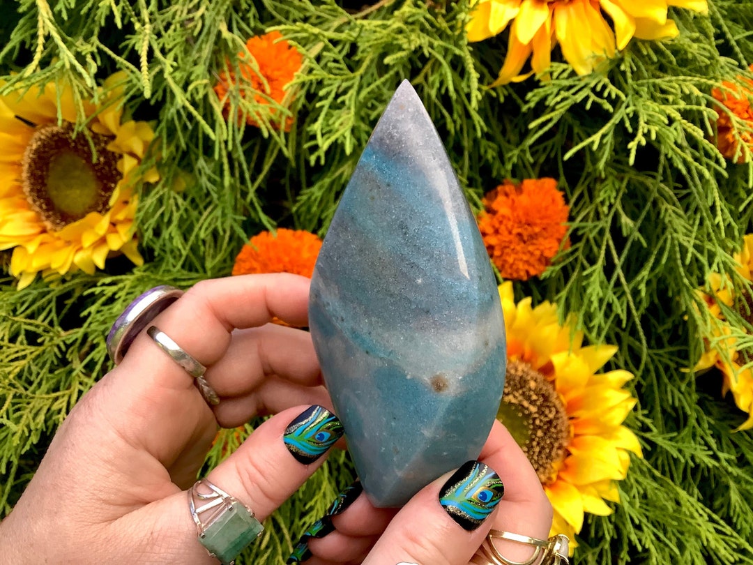 Trolleite Scorzalite Lazulite Quartz Crystal 9 Oz. Free Form Tower ...