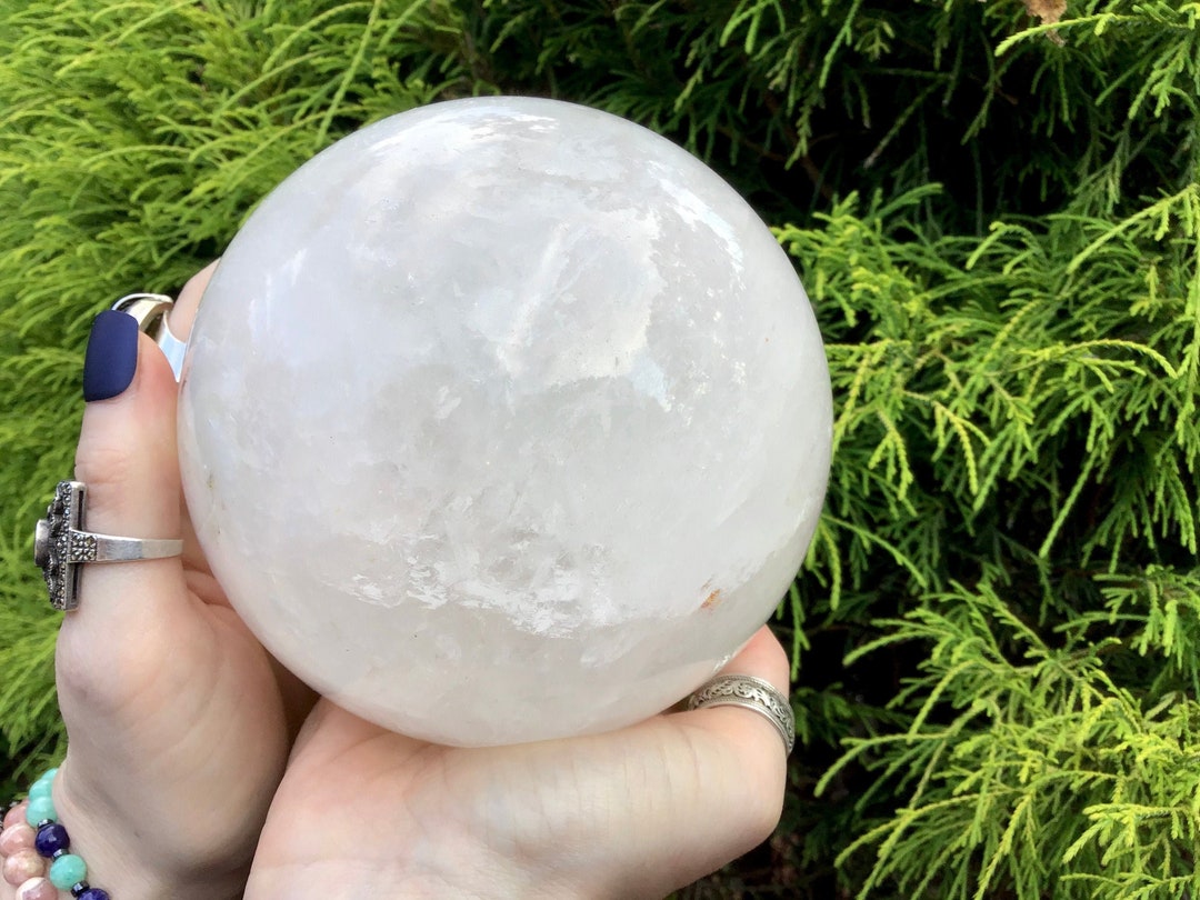 Snow White Quartz Crystal Ball Large 5 Lb. Gorgeous Glowing - Etsy