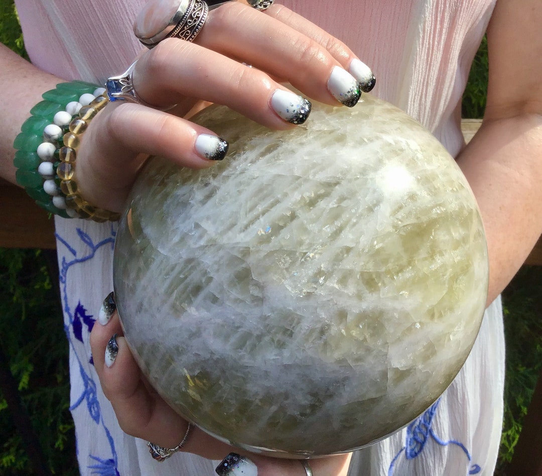 Large Citrine Crystal Ball: Sunshine Yellow Quartz With Sparkly ...