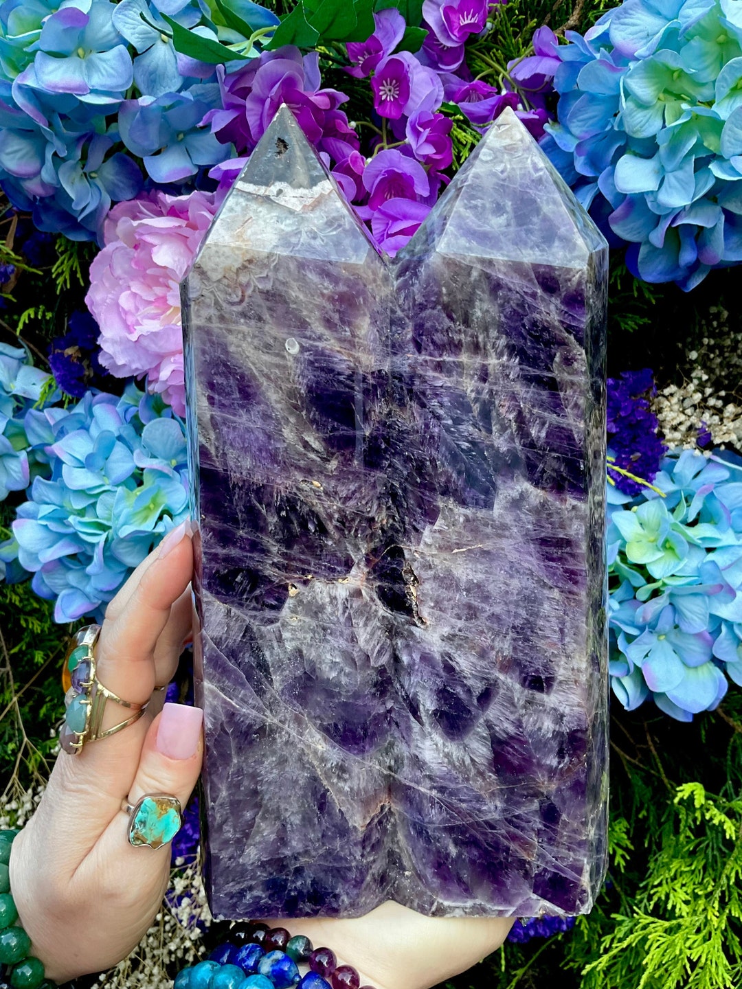 Amethyst Crystal Twin Flame Generator Large 9 Lb. 10 Tall Double Point ...