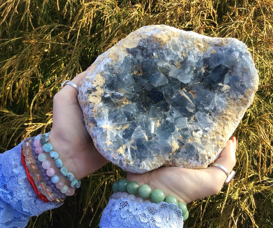 Celestite Crystal Quartz Large 9 Lb. 7 Oz. Cluster 7 1/2 Long Big ...