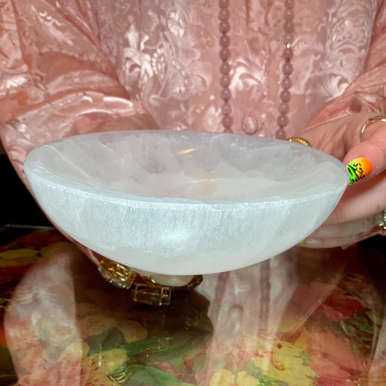 Selenite Crystal Jewelry Dish ~ Large 1 Lb. 3 Oz. - 5 1/2 " Oval ...