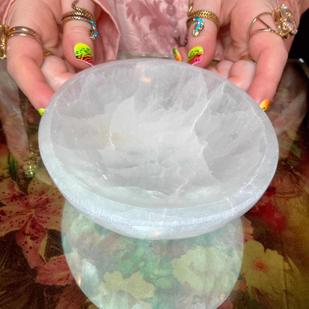 Selenite Crystal Jewelry Dish ~ Large 1 Lb. 3 Oz. - 5 1/2 " Oval ...