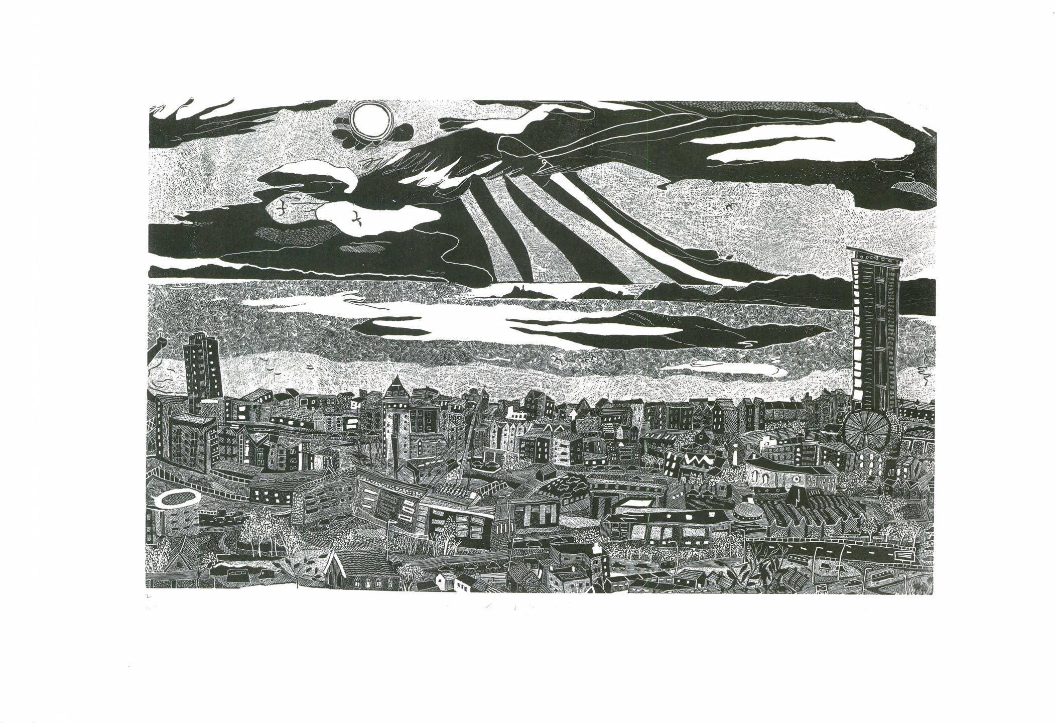 On Kilvey Hill, Original Print Wood Engraving Signed and Hand Printed ...
