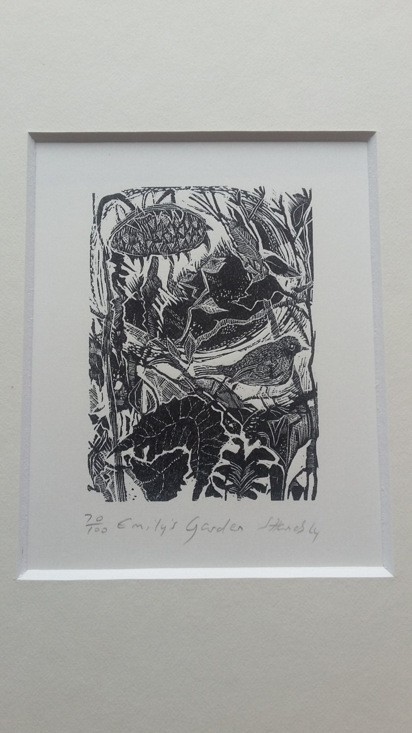 Emily's Garden, Original Wood Engraving Print - Etsy
