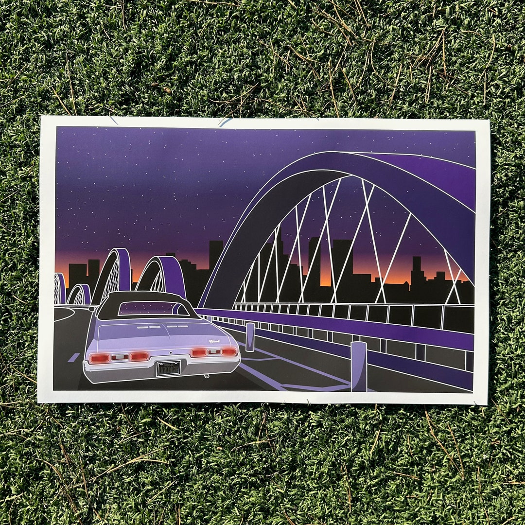 6th Street Bridge Art Print: Los Angeles, 1971 Chevy Impala (11" X 17 ...