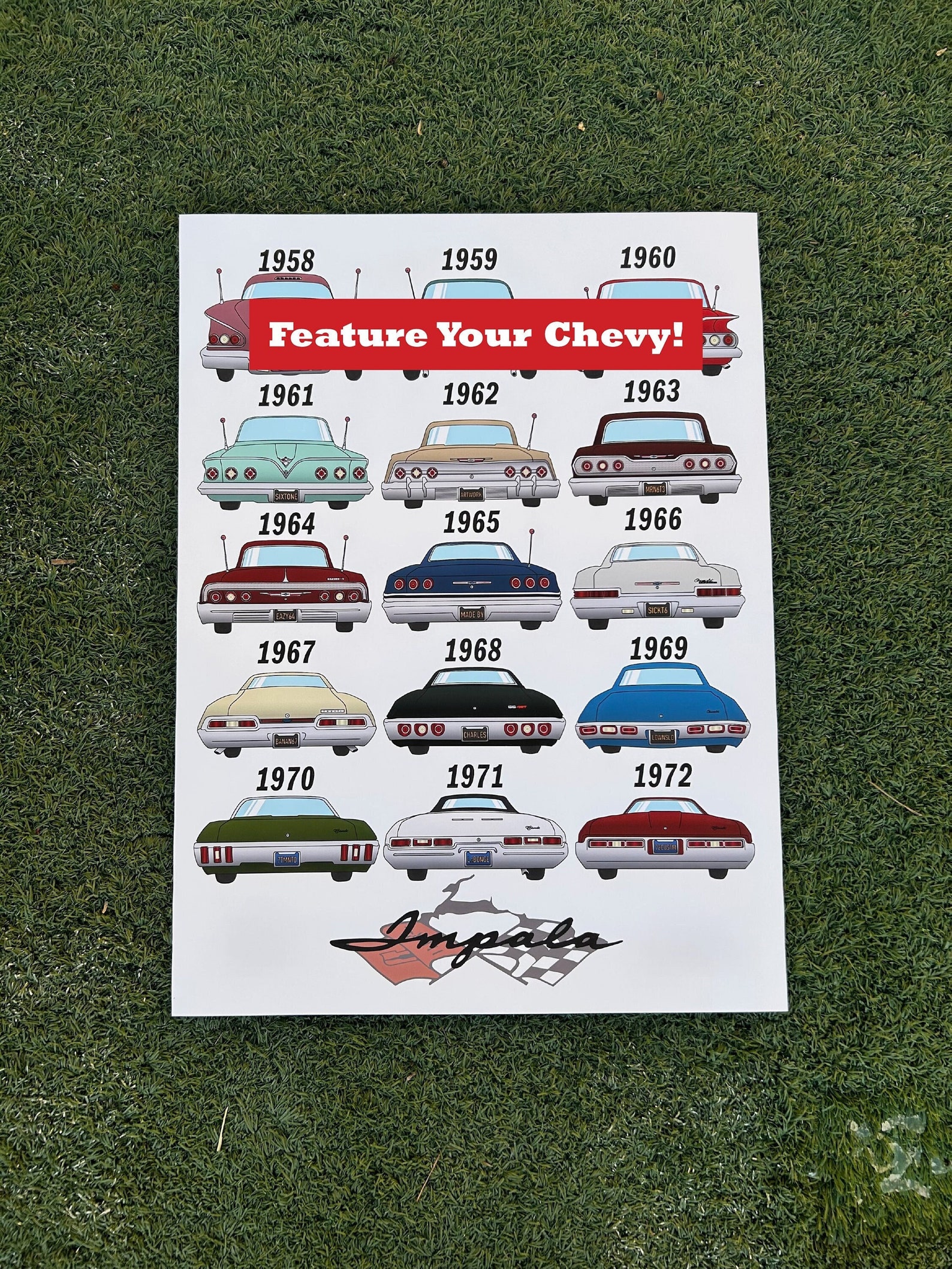 Custom Impala Poster Feature Your Chevy Personalized Chevrolet Impala ...