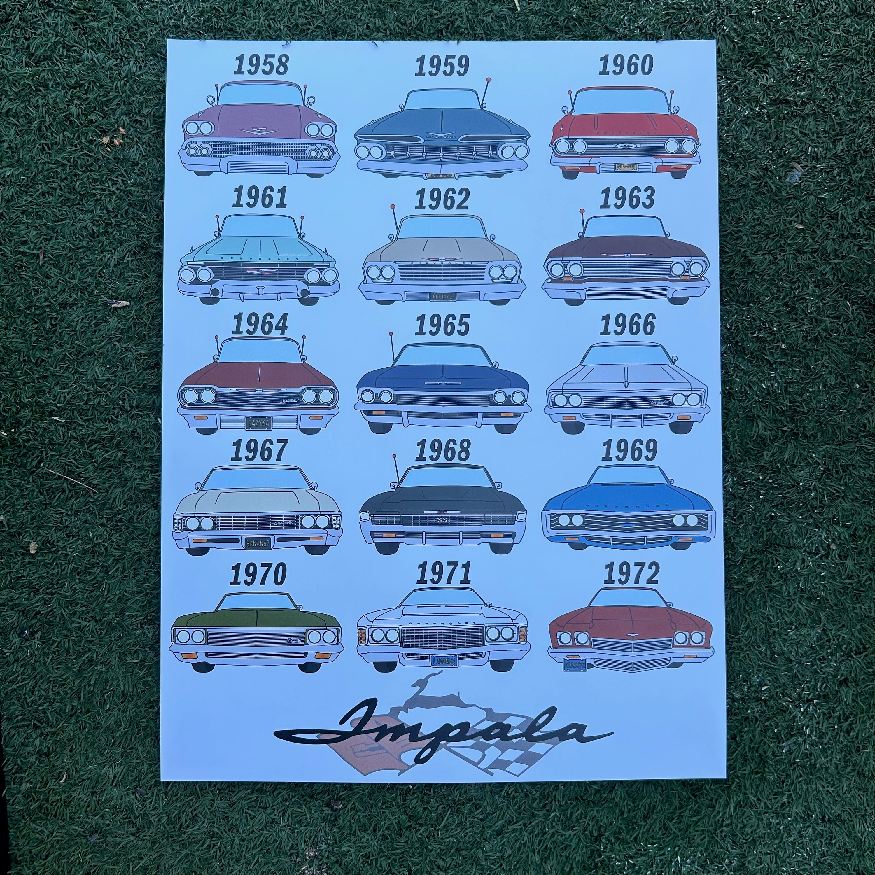 Chevy Impala Front End Illustration Print by Charles Labonge - 1958 ...