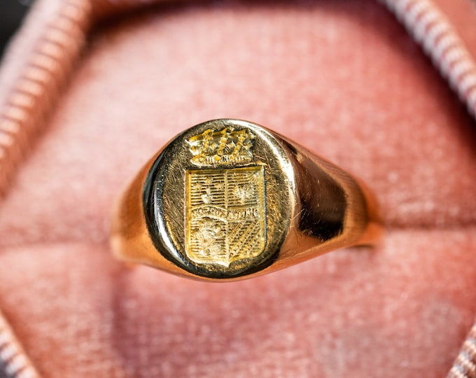Antique 18k Gold Pinky Signet Ring, Antique Yellow Gold Pinky Signet ...