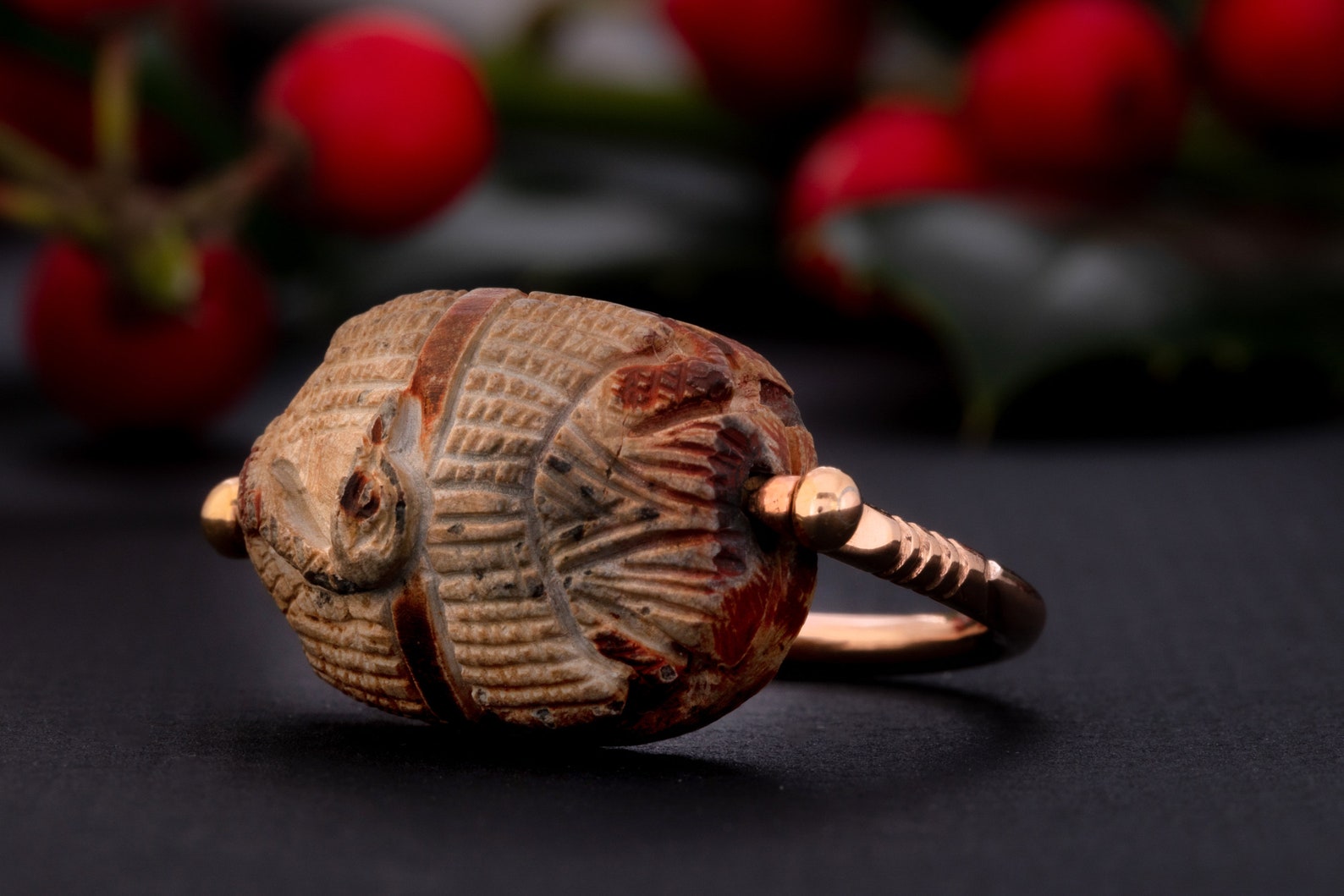RARE Antique Scarab Swivel Ring Golden Hieroglyph Ring - Etsy