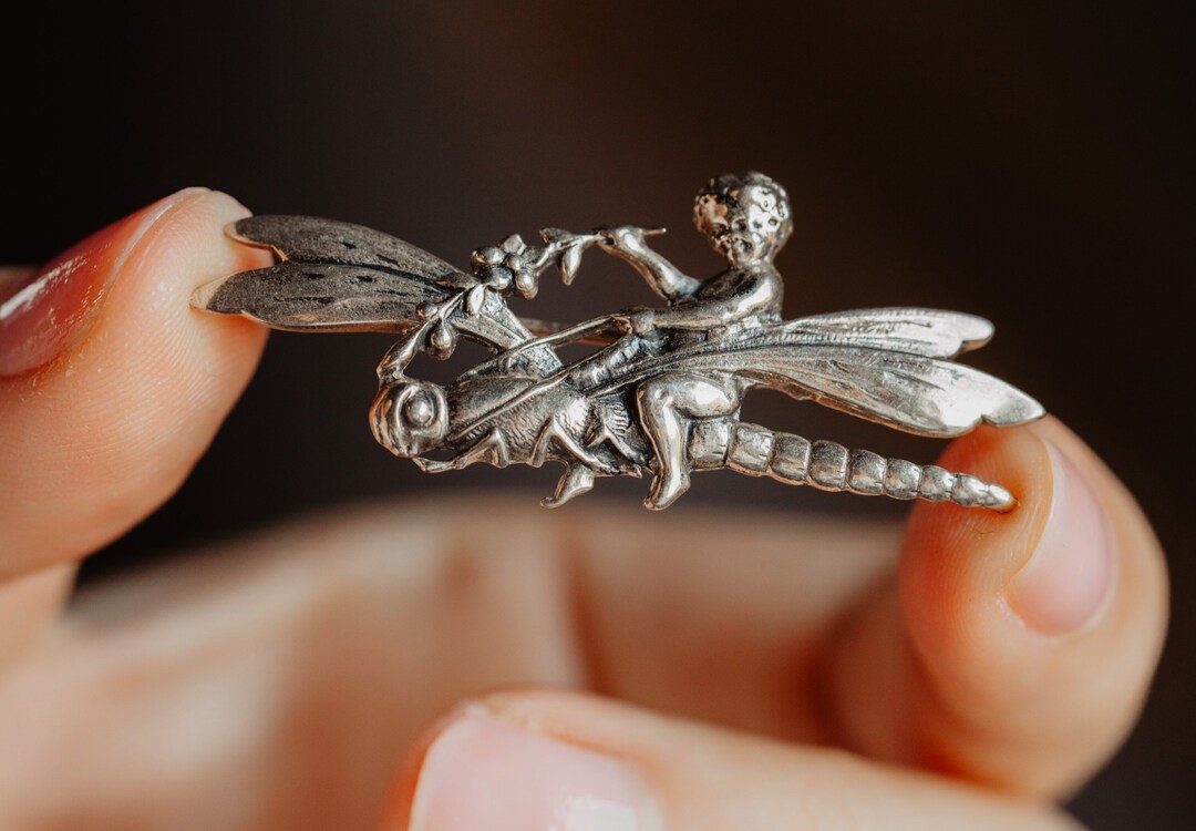 Unisex Whimsical Vintage Sterling Silver Dragonfly Brooch, Symbolic ...