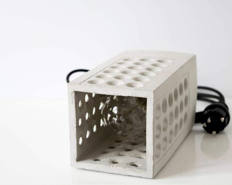 Concrete lamp Edison bulb or LED bulb bedroom light Black | Etsy