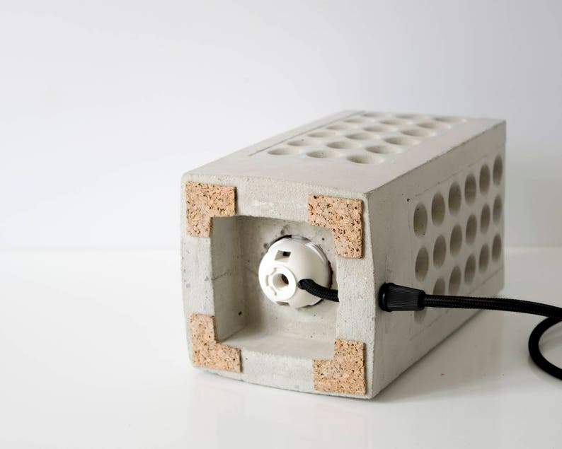 Concrete lamp Edison bulb or LED bulb bedroom light Black | Etsy