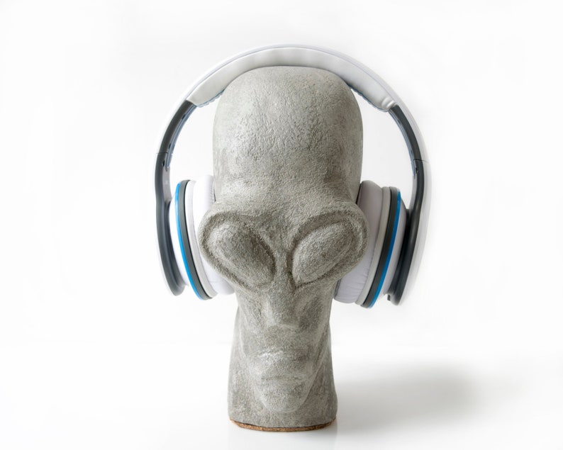 Concrete Headphone Stand Alien Head Style Cork Bottom Pad - Etsy