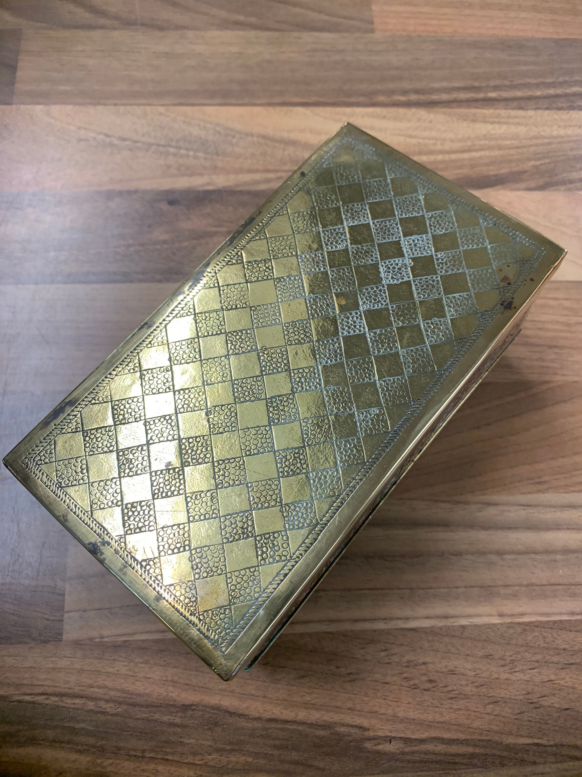 Vintage Brass Box with Copper and Silver inlay Wood Lining - Etsy Nederland