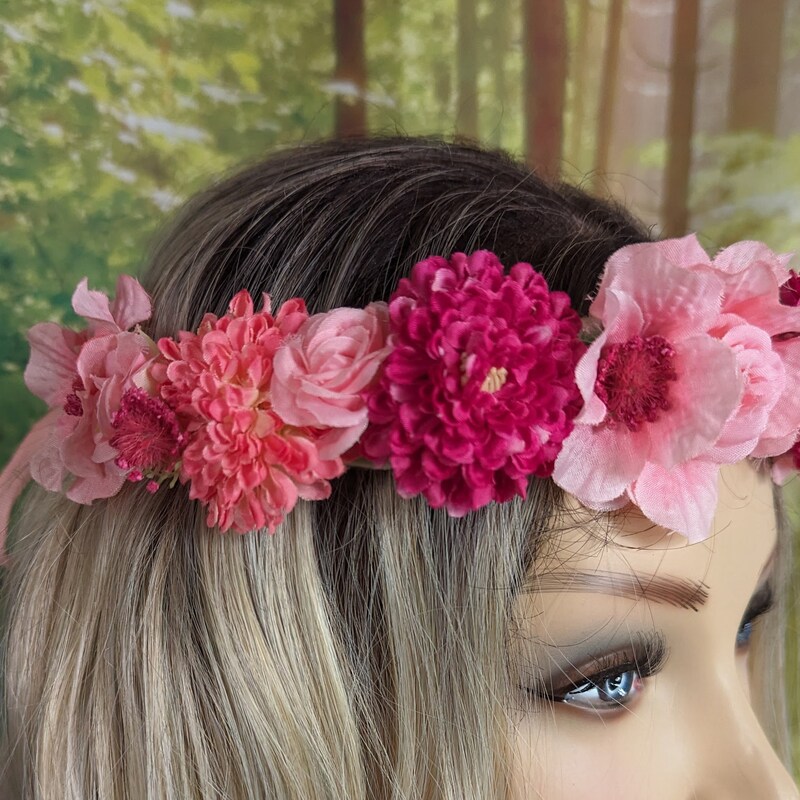 Pink Flower Crown - Etsy
