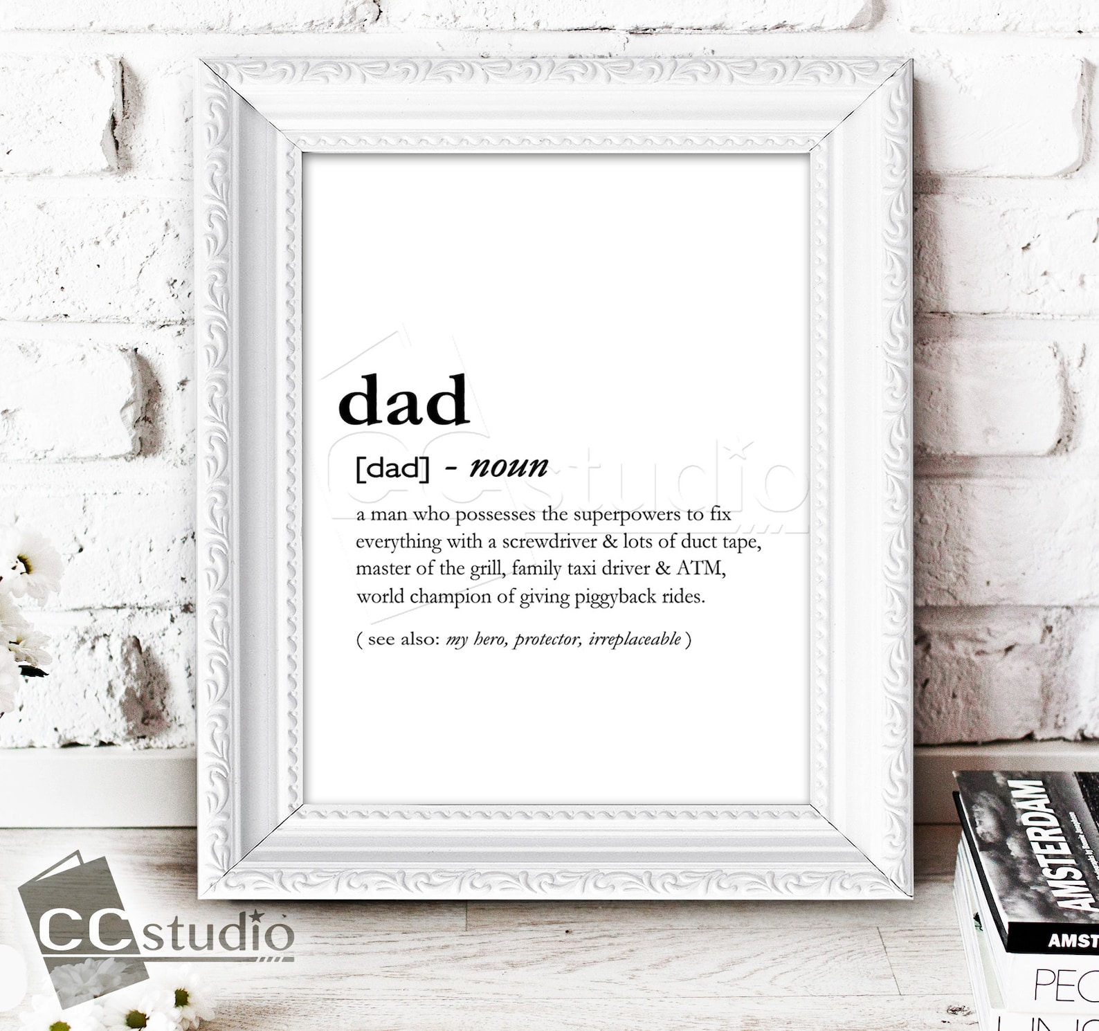 Dad Definition Print Dad Word Art Black and White Art | Etsy