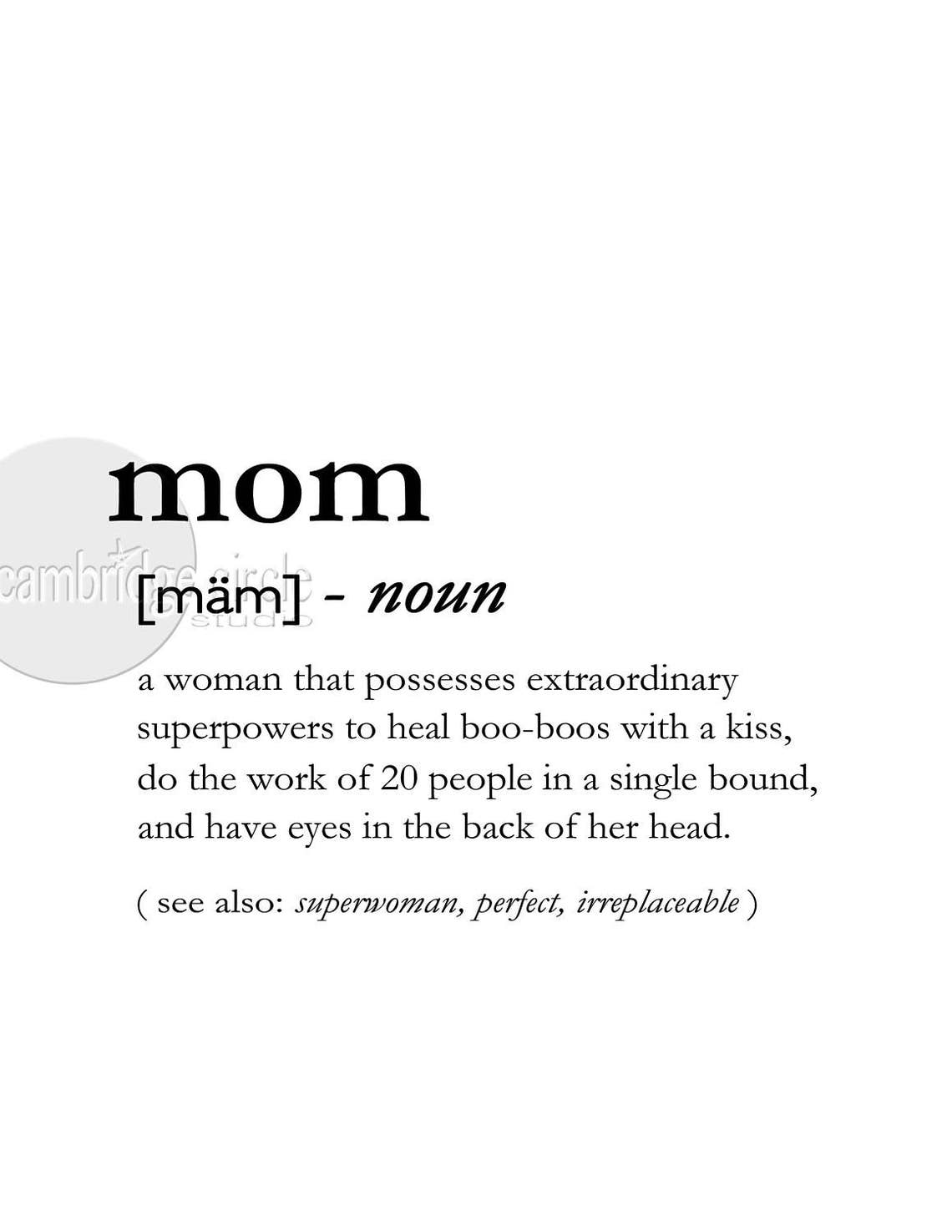 Mom Definition Print Instant Download Printable Wall Art Etsy