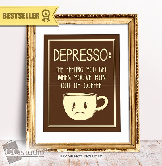 Coffee Sign Funny Kitchen Signs Coffee Bar Sign Depresso - Etsy