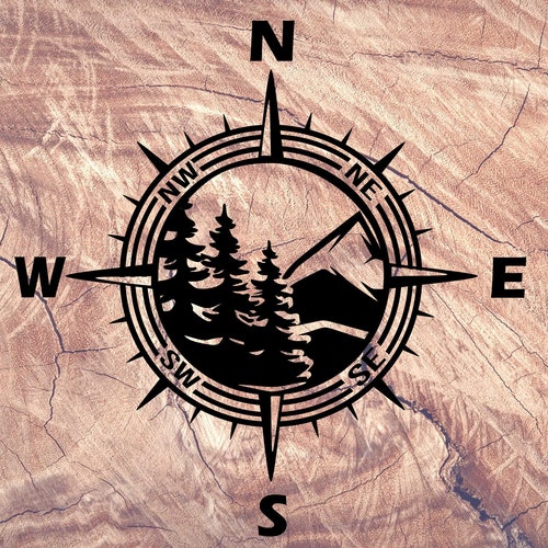 Tree Decal Mountain Decal Car Decal Tree Sticker Compass - Etsy