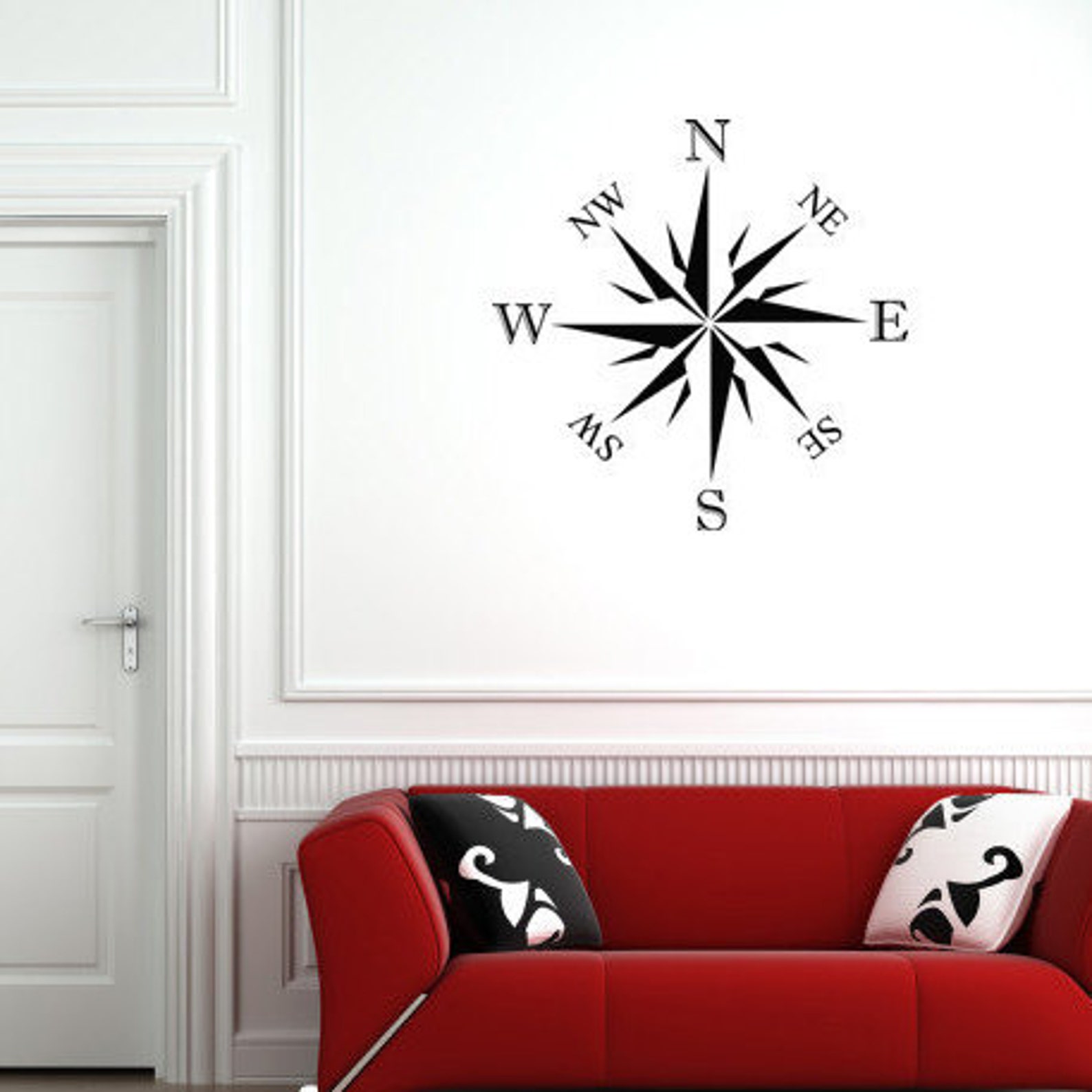 Compass Rose Nautical Wall Decal Vinyl Sticker Decals Nautical | Etsy
