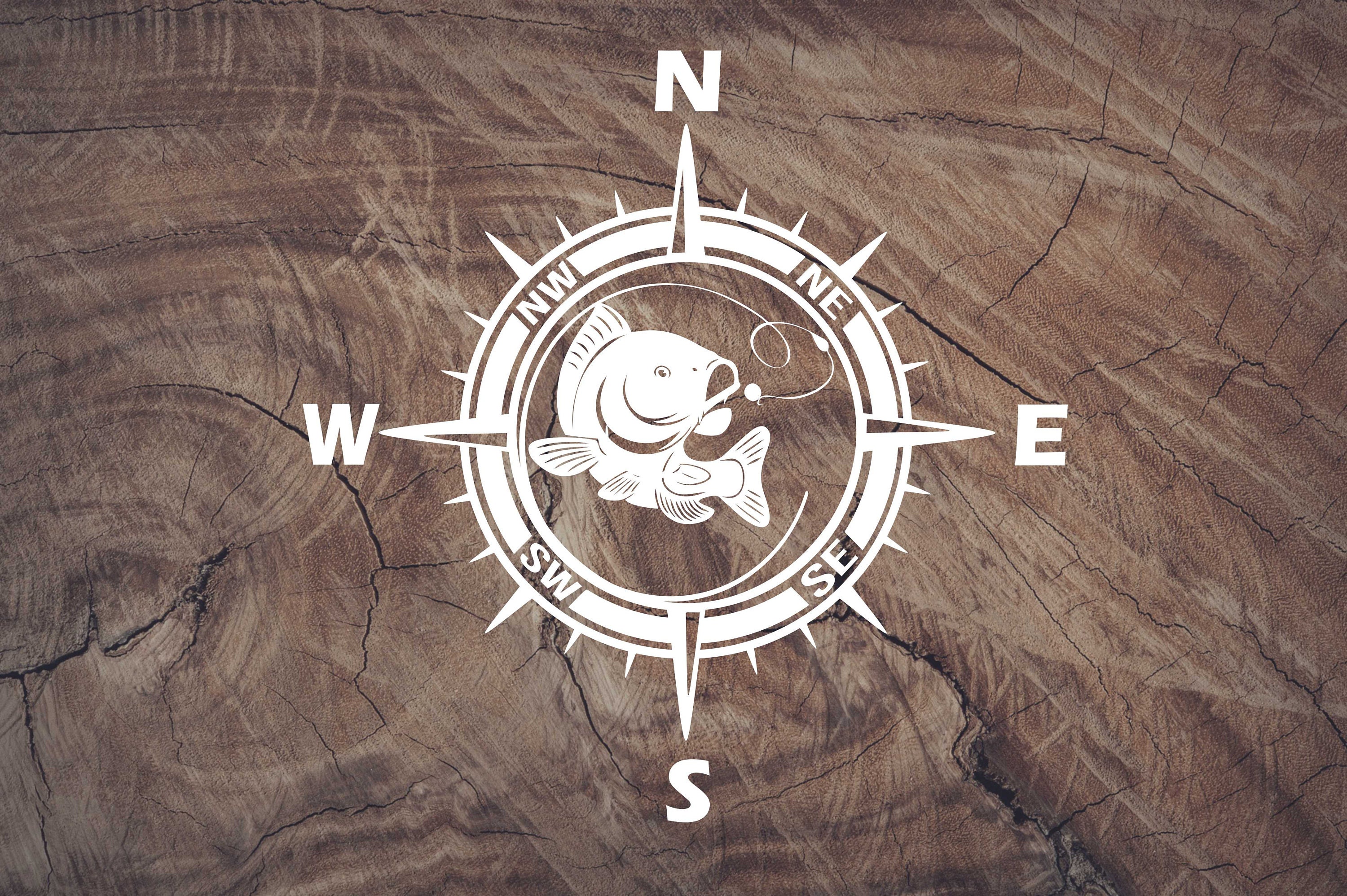 Fishing Decal Compass Fishing Compass Car Decal Laptop | Etsy
